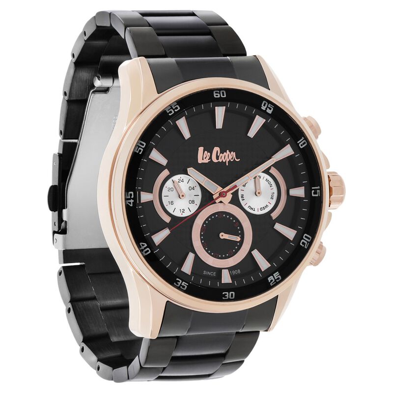 Buy Online Lee Cooper Quartz Multifunction Black Dial Metal Strap Watch ...