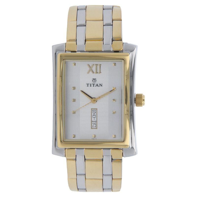 Buy Online Titan Quartz Analog with Day and Date Silver Dial Stainless ...