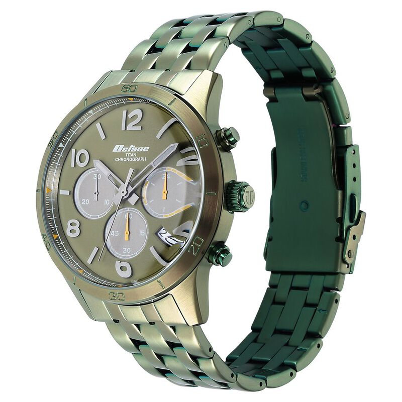 Buy Online Titan Octane Classic Sporty Green Dial Chronograph Stainless ...