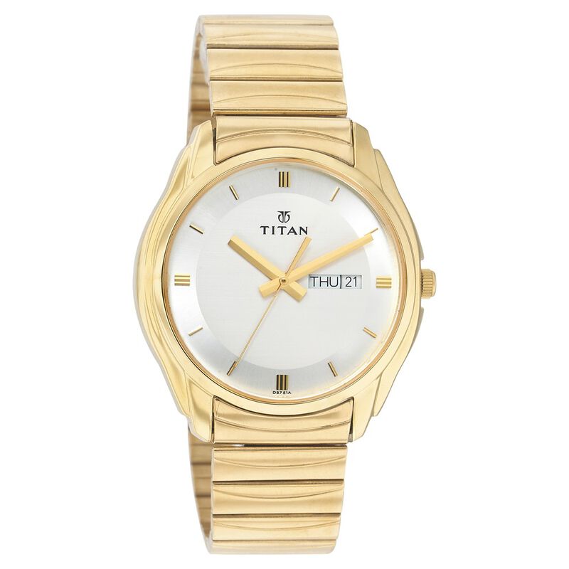 Buy Online Titan Quartz Analog with Day and Date Silver Dial Watch for ...