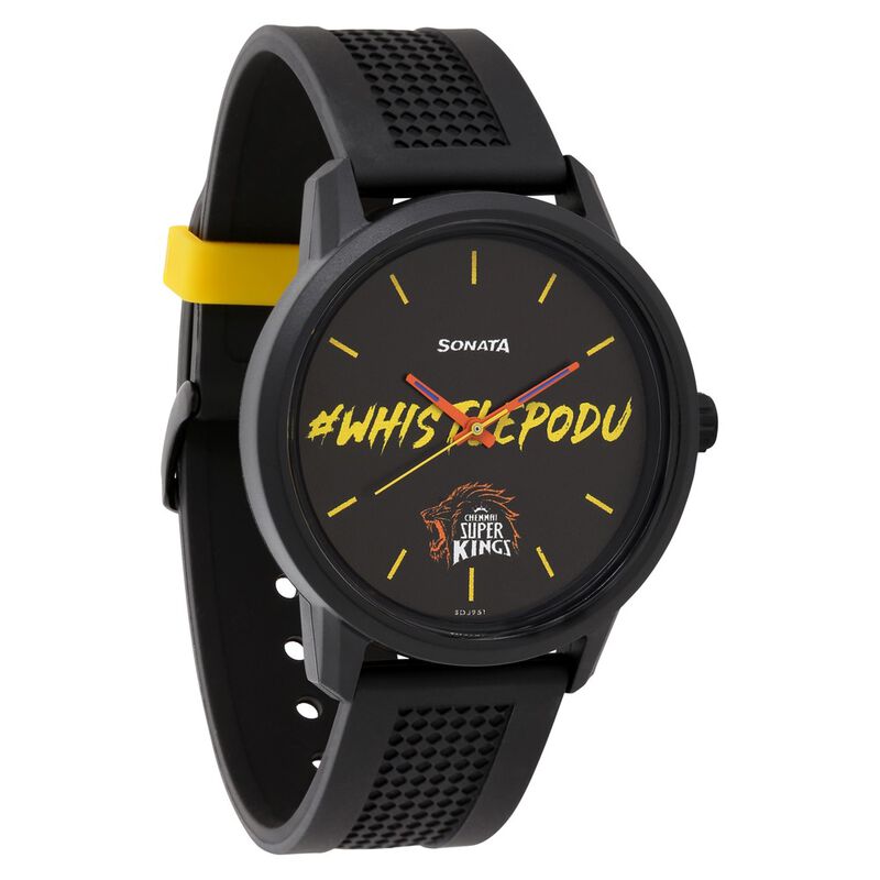 Buy Online Sonata CSK Quartz Analog Black Dial TPU Strap Unisex Watch ...