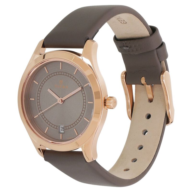 Buy Online Titan Workwear Anthracite Dial Women Watch With Leather ...