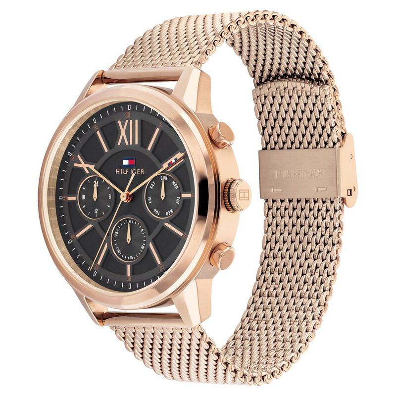 Buy Online Tommy Hilfiger Grey Dial Golden Colour Stainless Steel Strap ...