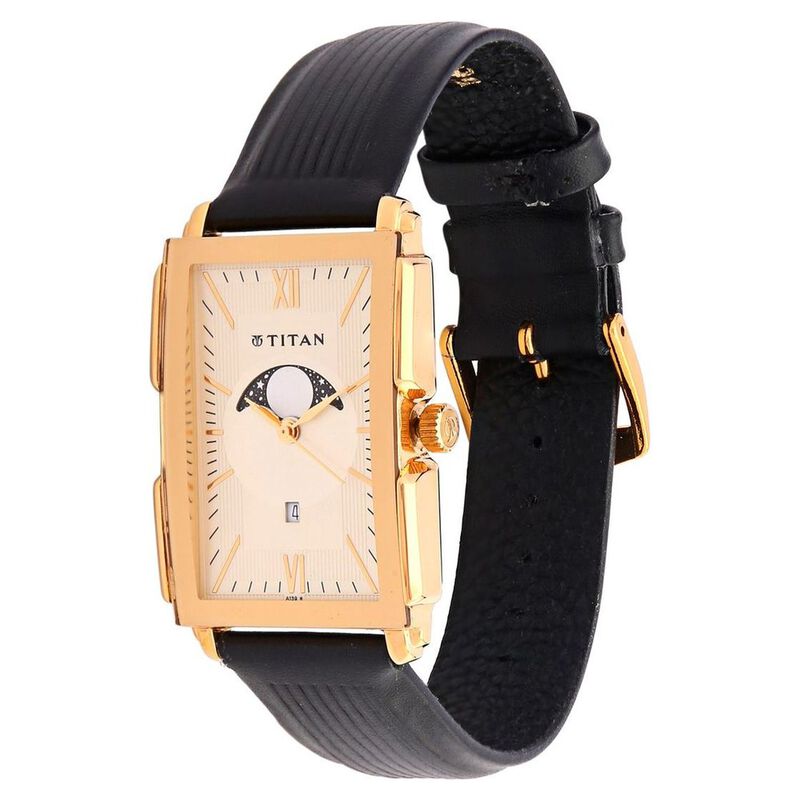 Buy Online Titan Moonphase Dial Quartz Leather Strap watch for Men ...