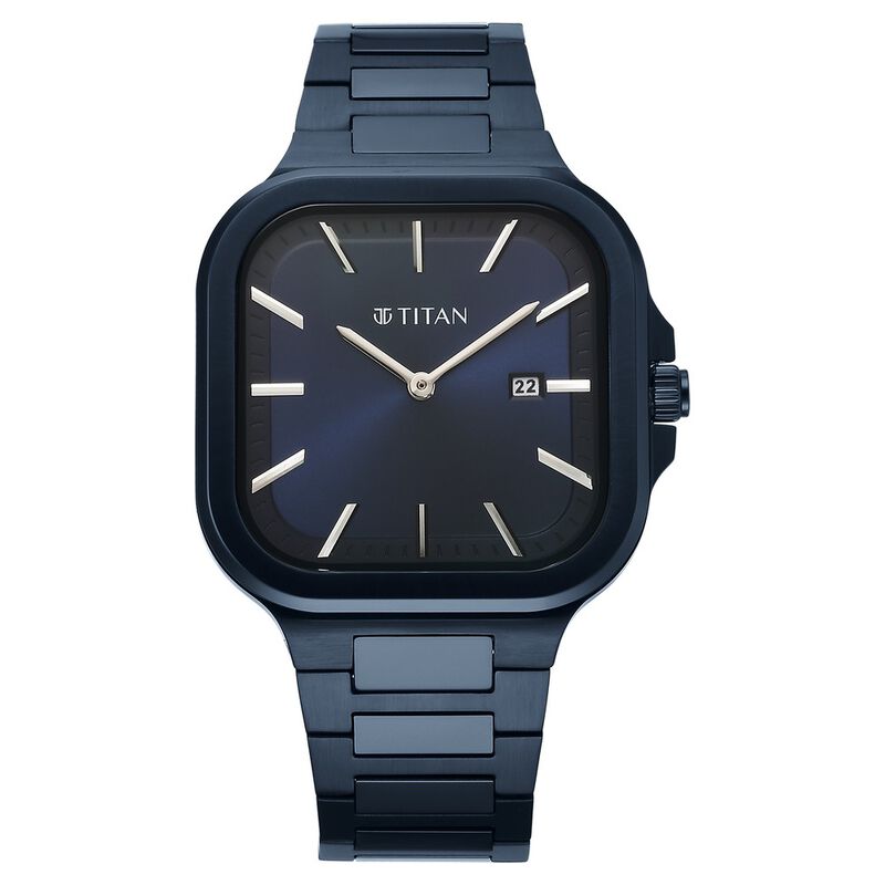 Buy Online Titan Classique Slim Square Quartz Analog with Date Blue ...