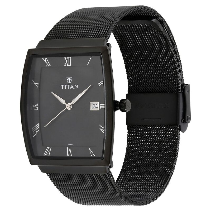 Buy Online Titan Quartz Analog with Date Black Dial Stainless Steel ...