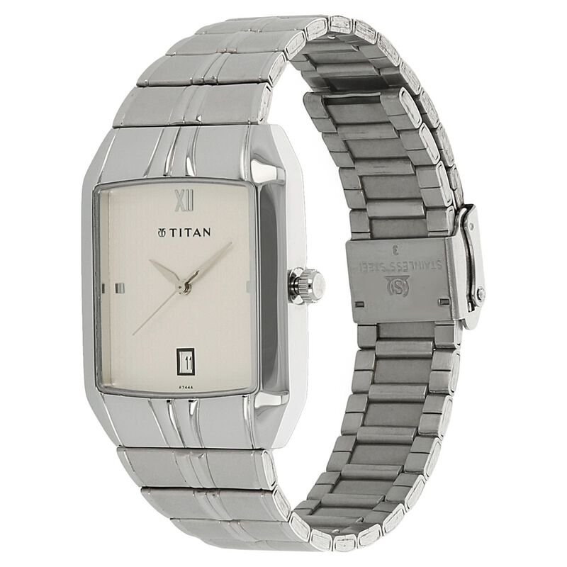 Buy Online Titan Analog with Date White Dial Metal Strap watch for Men ...
