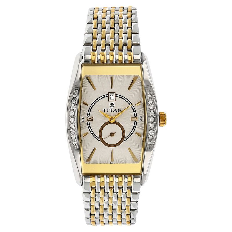 Buy Online Titan Quartz Analog with Date White Dial Stainless Steel ...