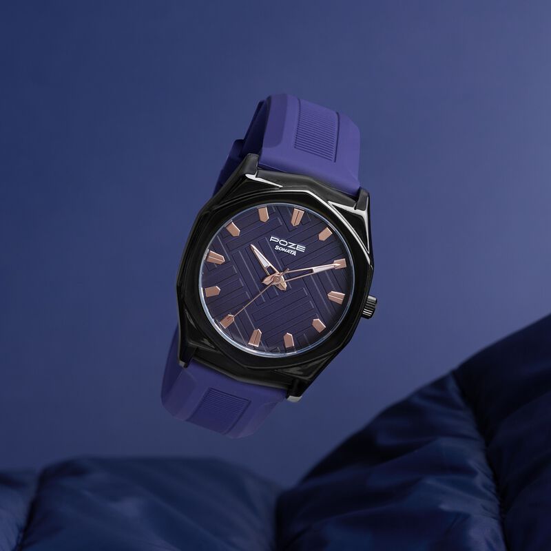 Buy Online Poze By Sonata Quartz Analog Blue Dial Blue Silicone Strap ...