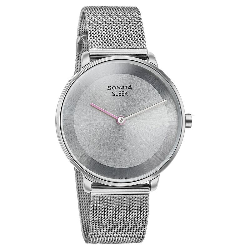 Buy Online Sonata Sleek Quartz Analog Grey Dial Silver Stainless Steel ...