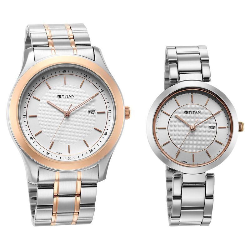 Buy Online Titan Bandhan White Dial Analog with Date Stainless Steel ...