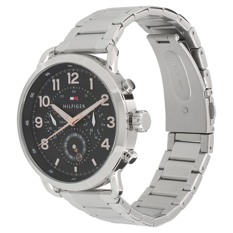 Buy Online Tommy Hilfiger Quartz Multifunction Black Dial Stainless ...