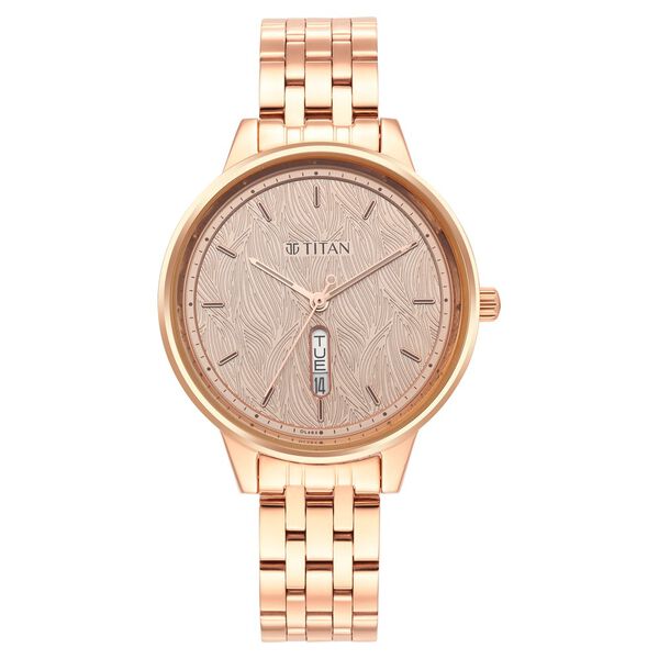 Buy Online Titan Workwear Quartz Analog with Day and Date Rose Gold ...