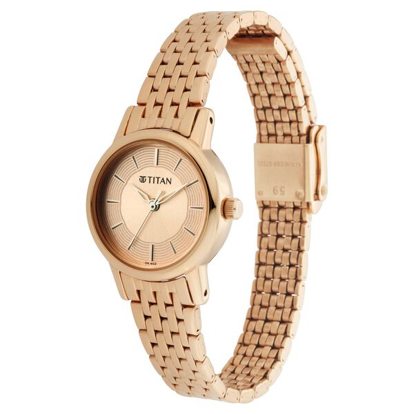 Buy Online Titan Quartz Analog Rose Gold Dial Metal Strap Watch for ...