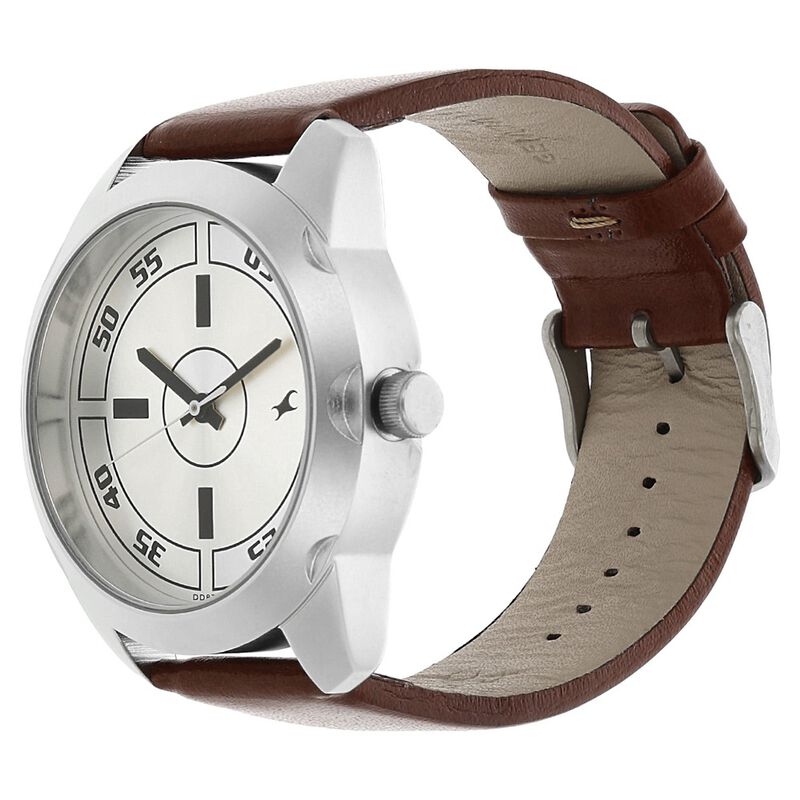 Buy Online Fastrack Quartz Analog Silver Dial Leather Strap Watch for ...