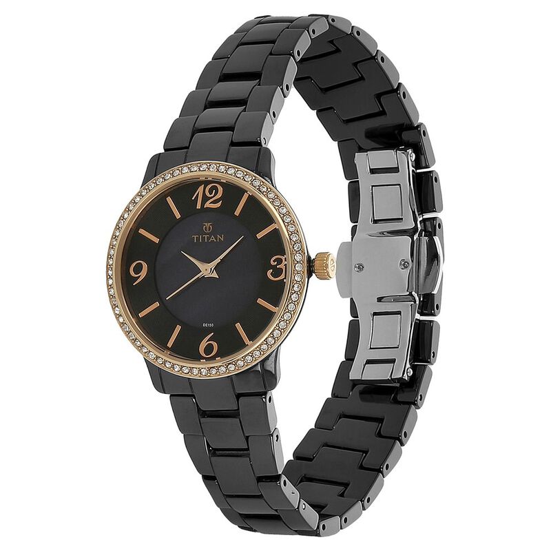 Buy Online Titan Quartz Analog Black Dial Ceramic Strap Watch for Women ...