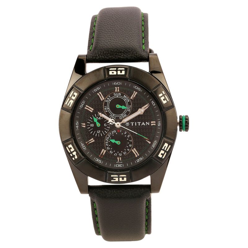 Buy Online Titan Quartz Multifunction Black Dial Watch for Men ...