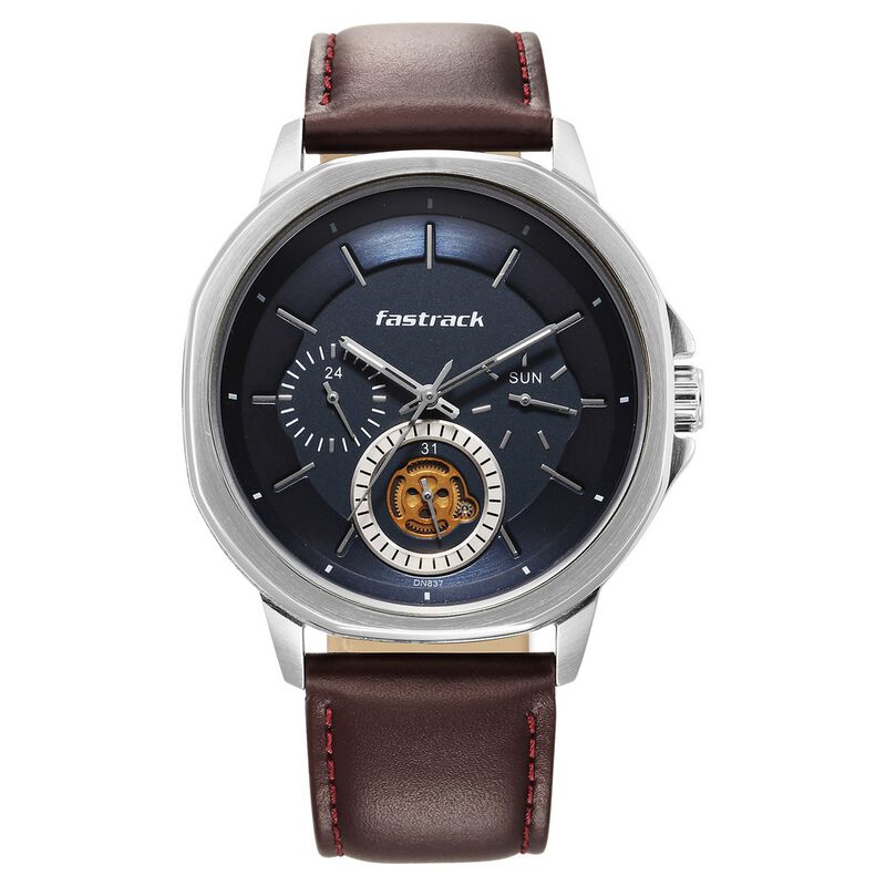 Buy Online Fastrack Exuberant Quartz Multifunction Blue Dial Leather ...