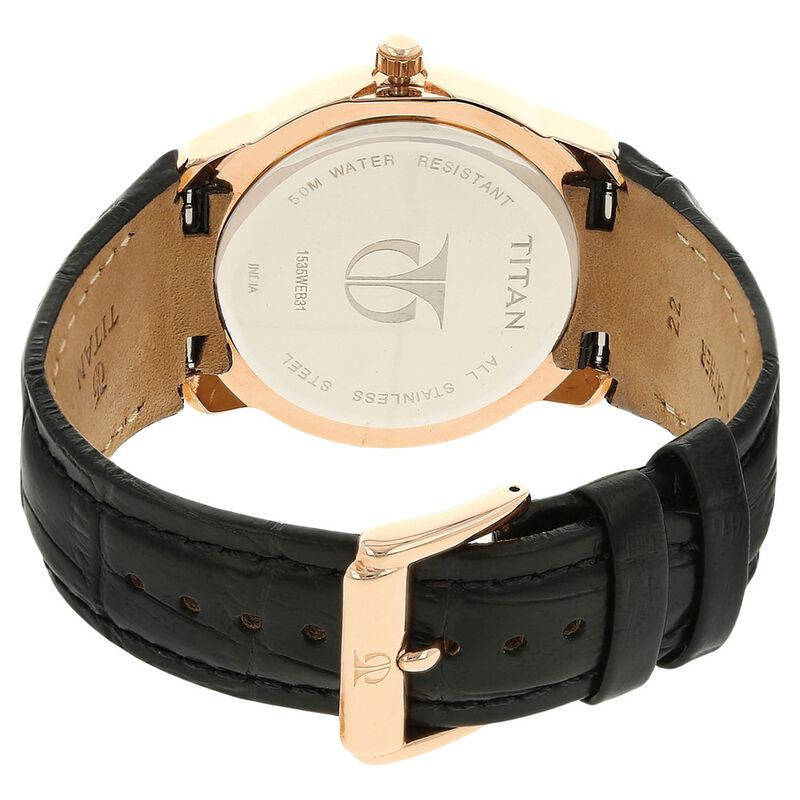 Buy Online Titan Tycoon Black Dial Quartz Multifunction Leather Strap ...