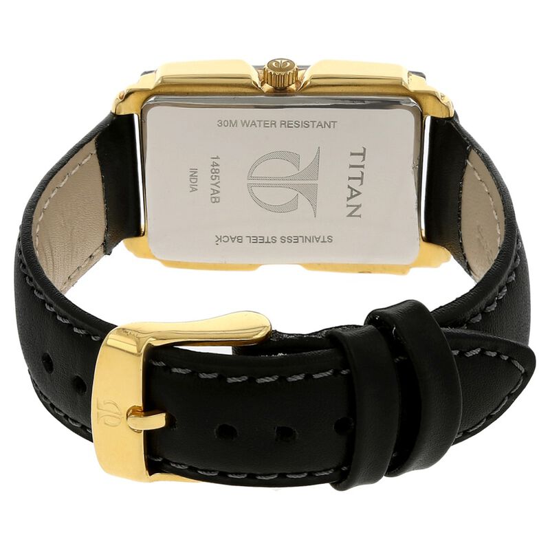 Buy Online Titan Rectangle Silver Dial Analog with Date Leather Strap ...