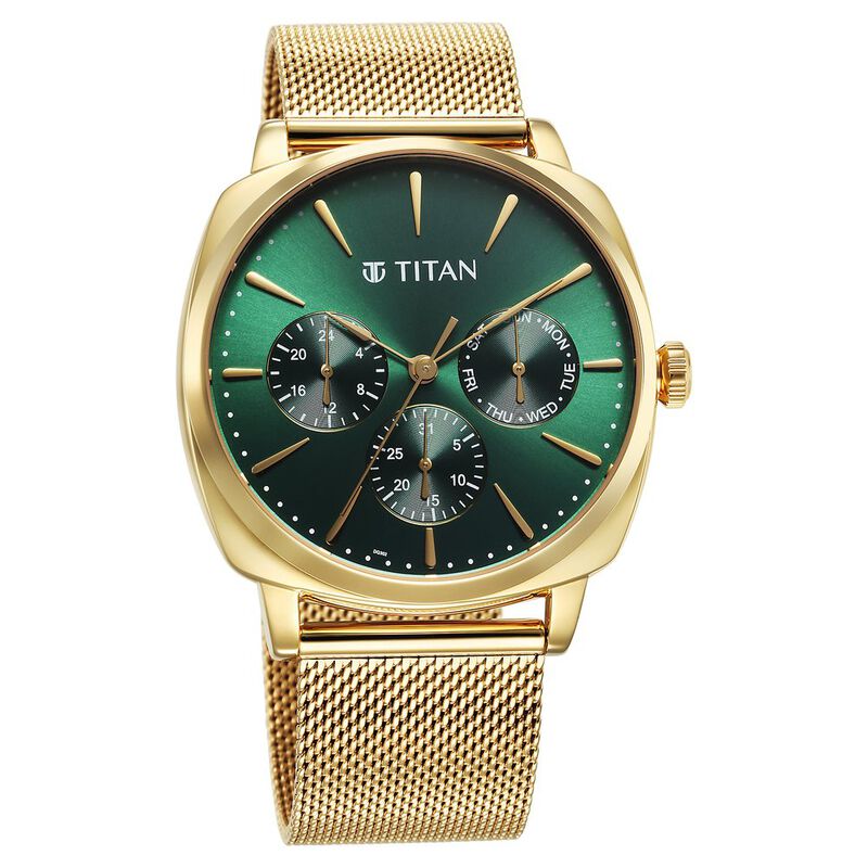 Buy Online Titan Classique Suave Quartz Green Dial Golden Stainless ...