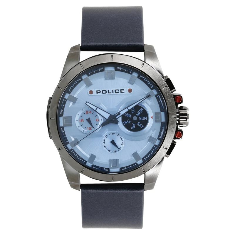 Buy Online Police Quartz Multifunction Silver Dial Leather Strap Watch ...