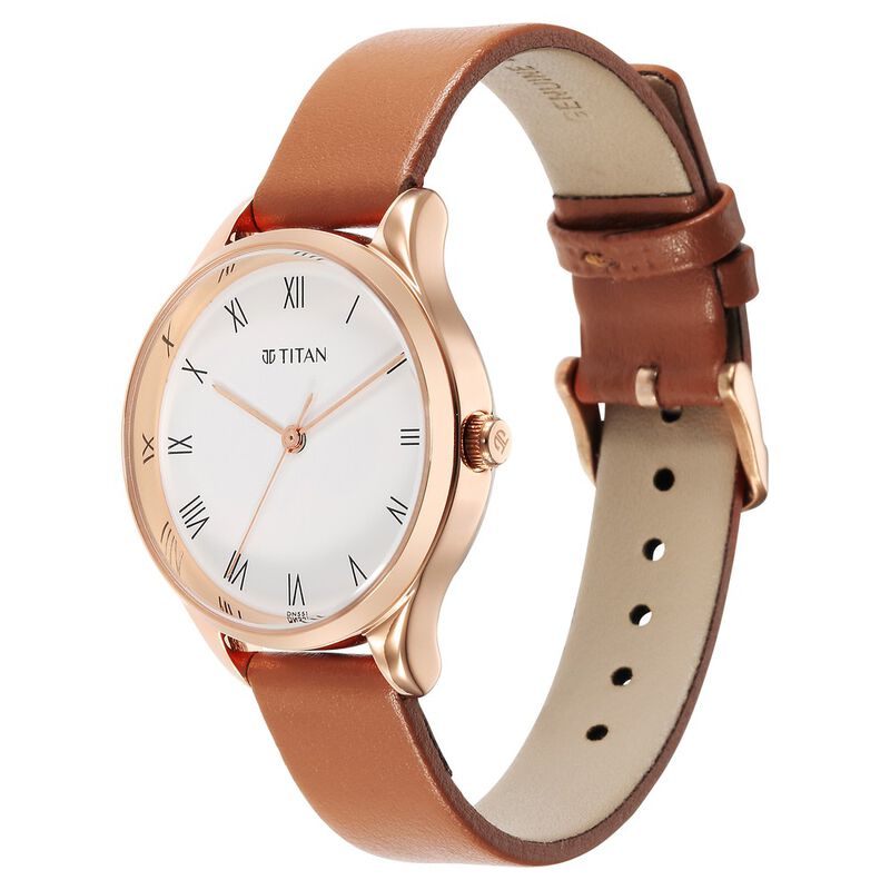Buy Online Titan Workwear White Dial Leather Strap Watch for Women ...