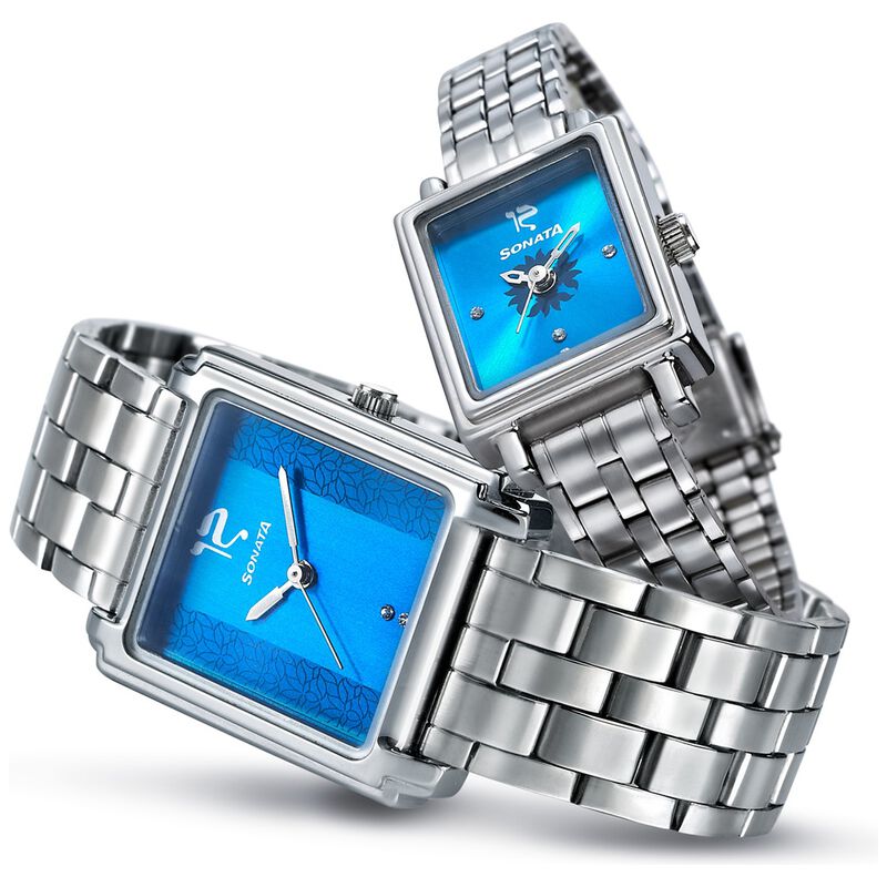 Buy Online Sonata Quartz Analog Blue Dial Strap Watch for Couple ...