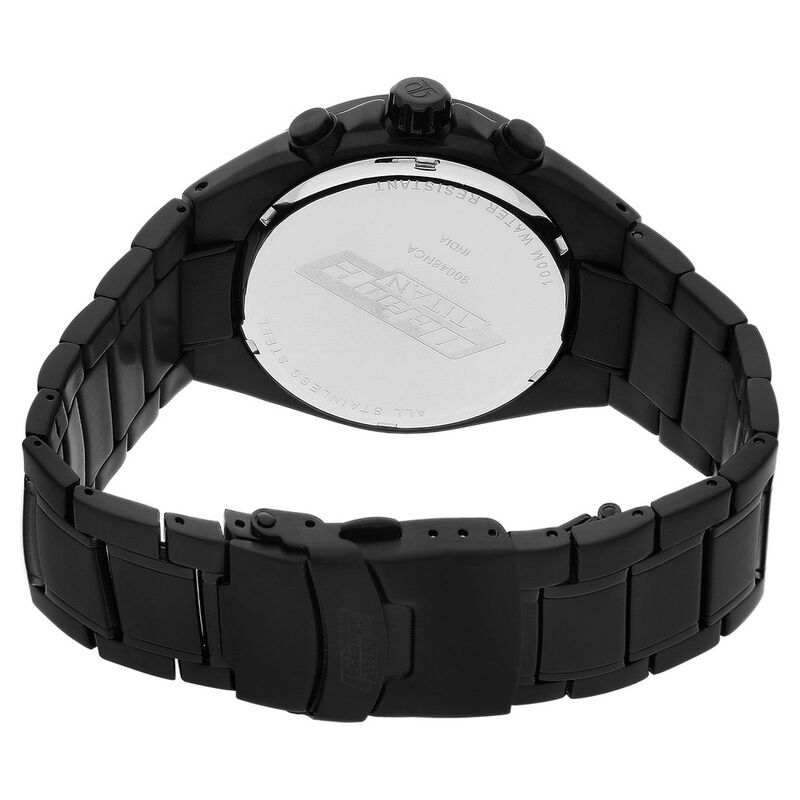 Buy Online Titan Quartz Chronograph Black Dial Stainless Steel Strap ...