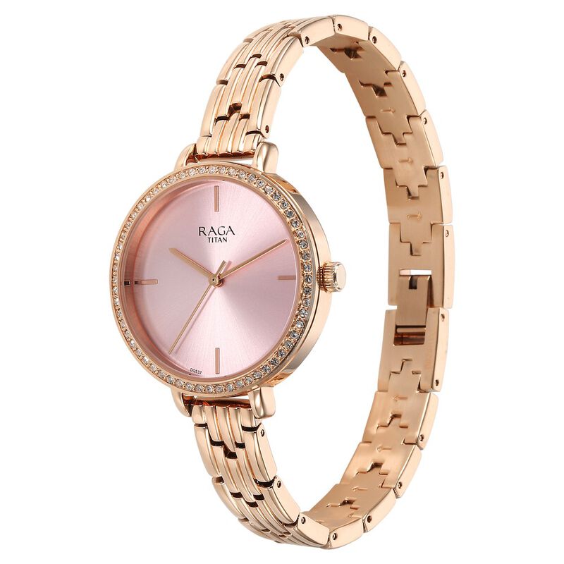 Buy Online Titan Raga Showstopper Quartz Analog Pink Dial Metal Strap ...