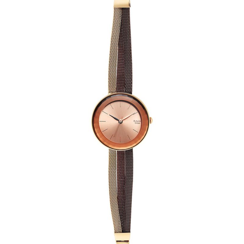 Buy Online Titan Raga Delight Rose Gold Dial Women Watch With Stainless ...