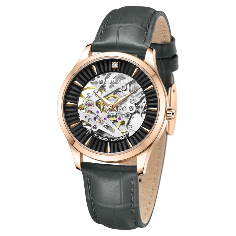 Buy Online Kenneth Cole Automatic Black Dial Leather Strap Watch for ...