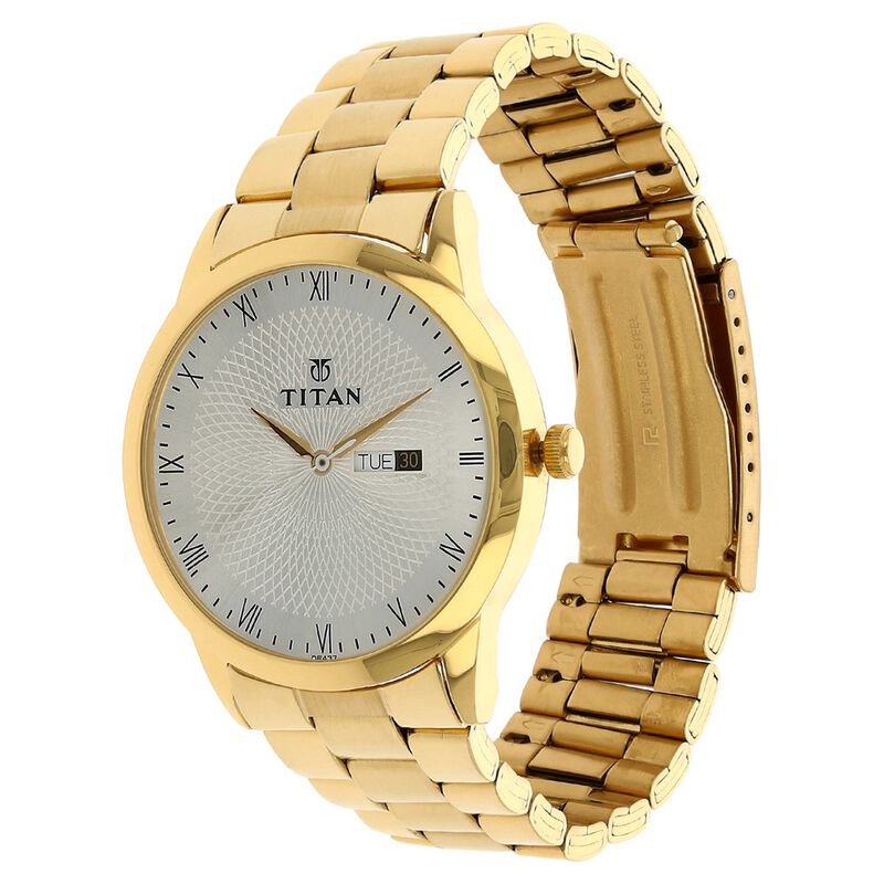 Buy Online Titan Quartz Analog with Day and Date Silver Dial Stainless ...