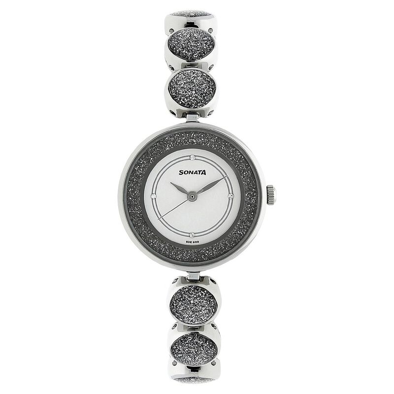Buy Online Sonata Quartz Analog White Dial Metal Strap Watch for Women ...