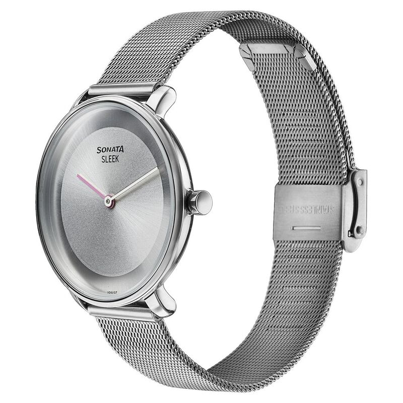 Buy Online Sonata Sleek Quartz Analog Grey Dial Silver Stainless Steel ...