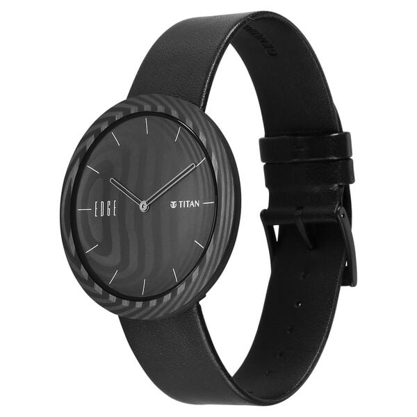 Buy Online Titan Edge Carbon Fibre Quartz Analog Black Dial Leather Strap Unisex Watch