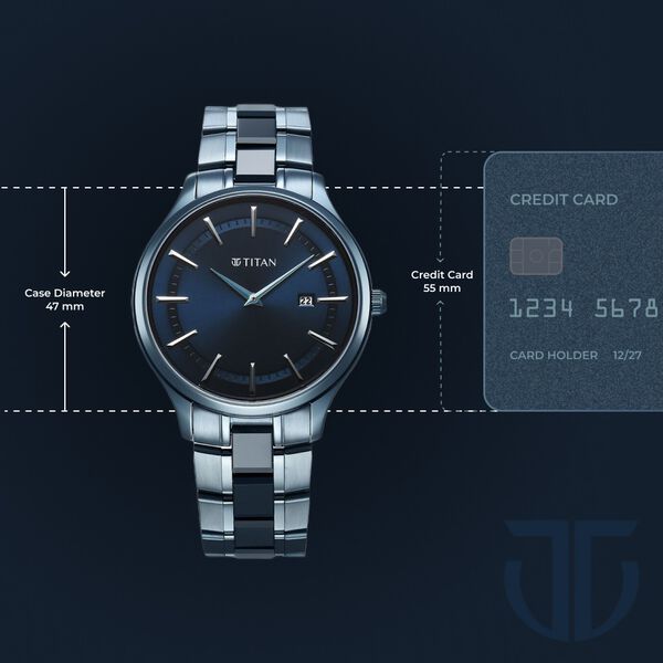 Buy Online Titan Slim Ceramic Fusion Quartz Analog with Date Blue Dial ...