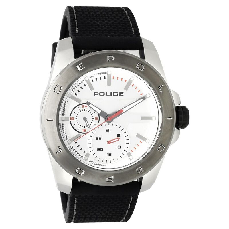 Buy Online Police Quartz Multifunction Silver Dial Leather Strap Watch ...