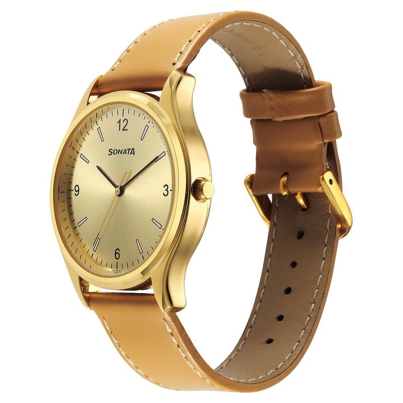 Buy Online Sonata Quartz Analog Champagne Dial Watch for Men ...