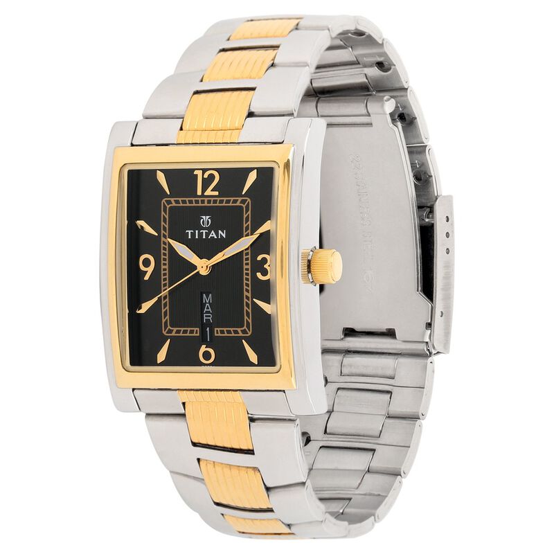 Buy Online Titan Quartz Analog with Day and Date Black Dial Stainless ...