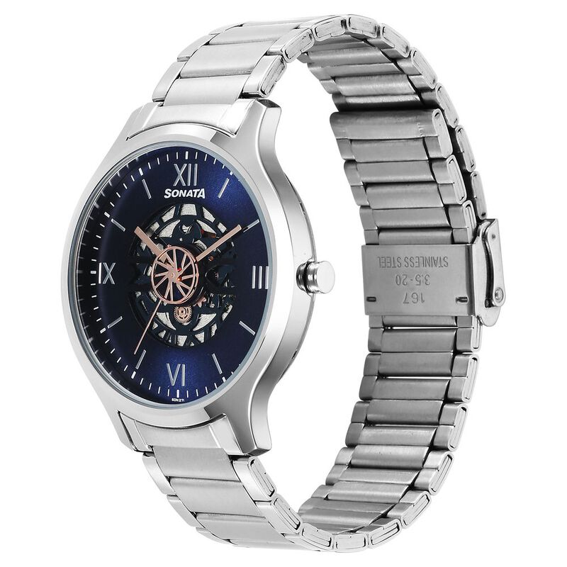 Buy Online Sonata Unveil Quartz Multifunction Blue Dial Stainless Steel ...