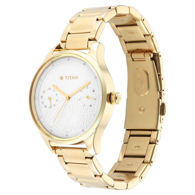 Buy Online Titan Wander White Dial Women Watch With Stainless Steel ...