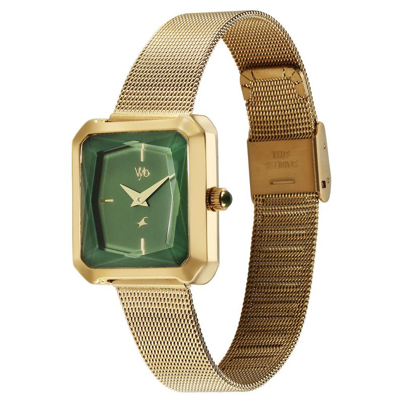 Buy Online Fastrack Vyb Flare Quartz Analog Green Dial Stainless Steel ...