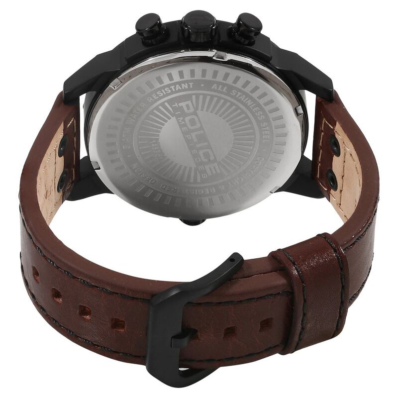 Buy Online Police Quartz Chronograph Brown Dial Leather Strap Watch for ...