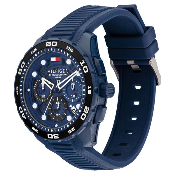 Buy Online Tommy Hilfiger Quartz Chronograph Blue Dial Blue Silicone ...