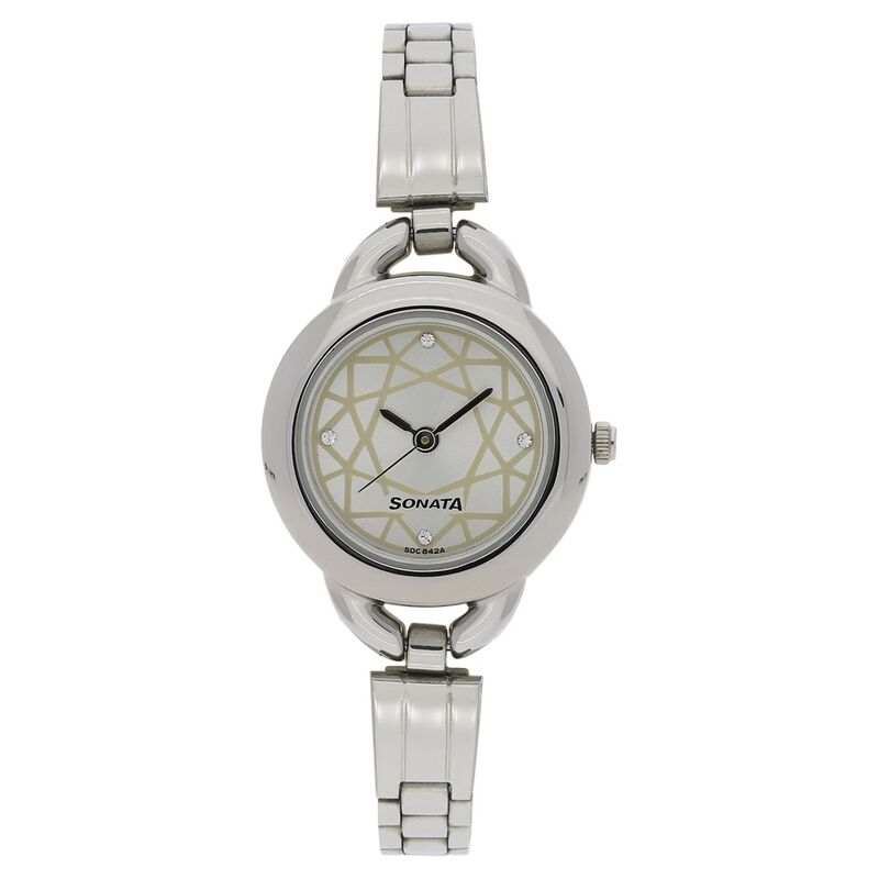 Buy Online Sonata Quartz Analog Silver Dial Stainless Steel Strap Watch ...