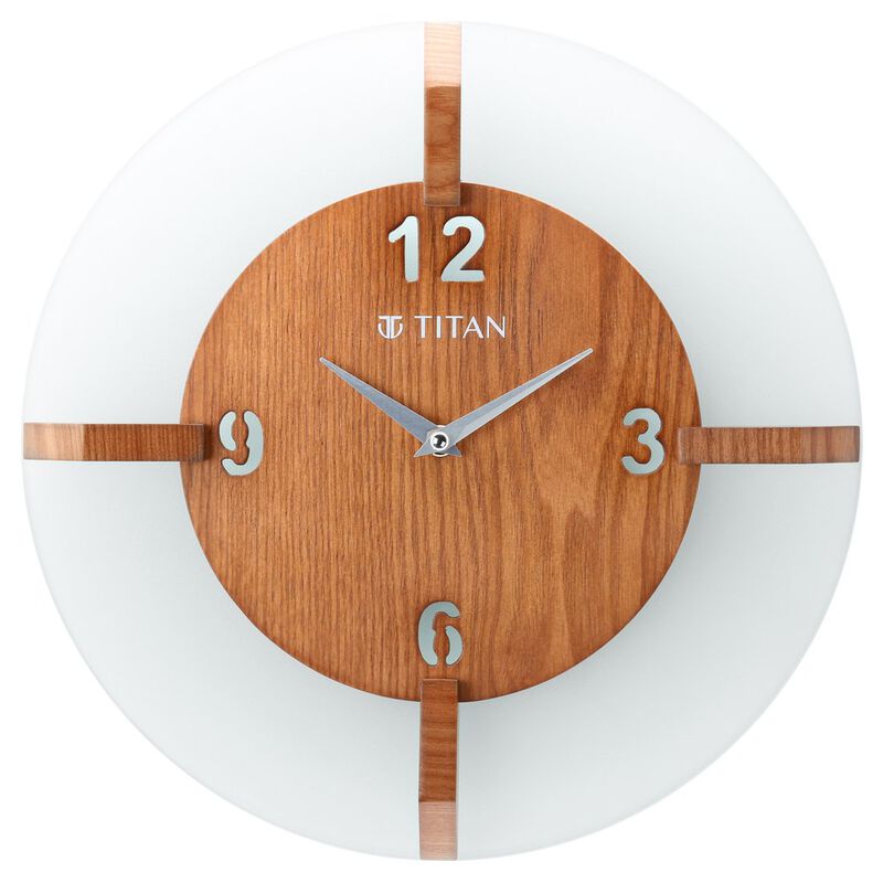 Buy Online Titan Wood & Glass Fusion Wall Clock - 32 cm x 32 cm (Medium ...