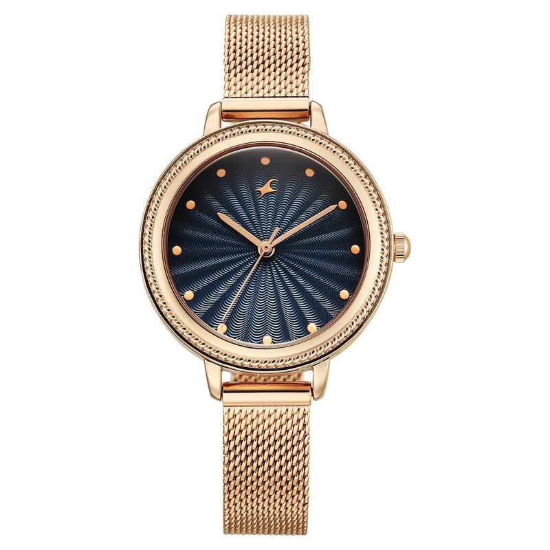 Buy Online Fastrack Stunners Quartz Analog Blue Dial Rose Gold ...