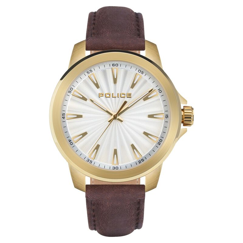 Buy Online Police Silver Dial Brown Strap Analog Watch for Men ...