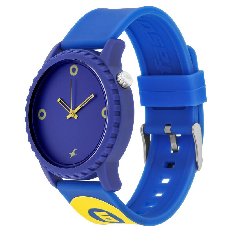 Fastrack Quartz Analog Blue Dial Silicone Strap Watch for Unisex